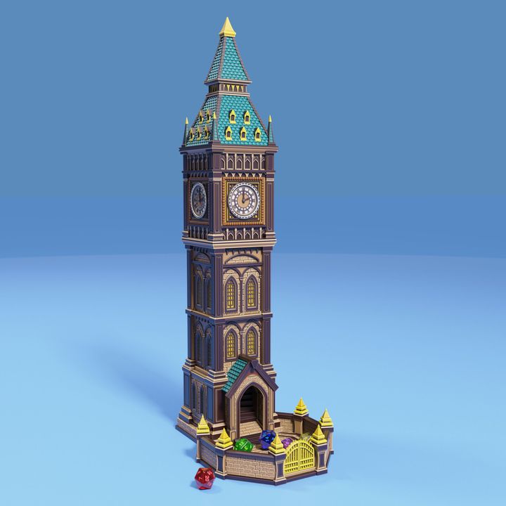 3D Printable Clocktower Dice Tower / Board Game Equipment / Magic Decoration Collectible Item ...